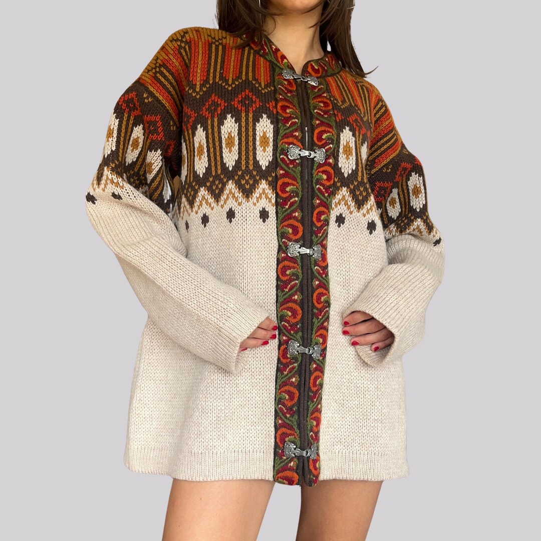 Vintage Nordic Knitted Vest Nesjar Wool / Cardigan / L / Pure Wool ...