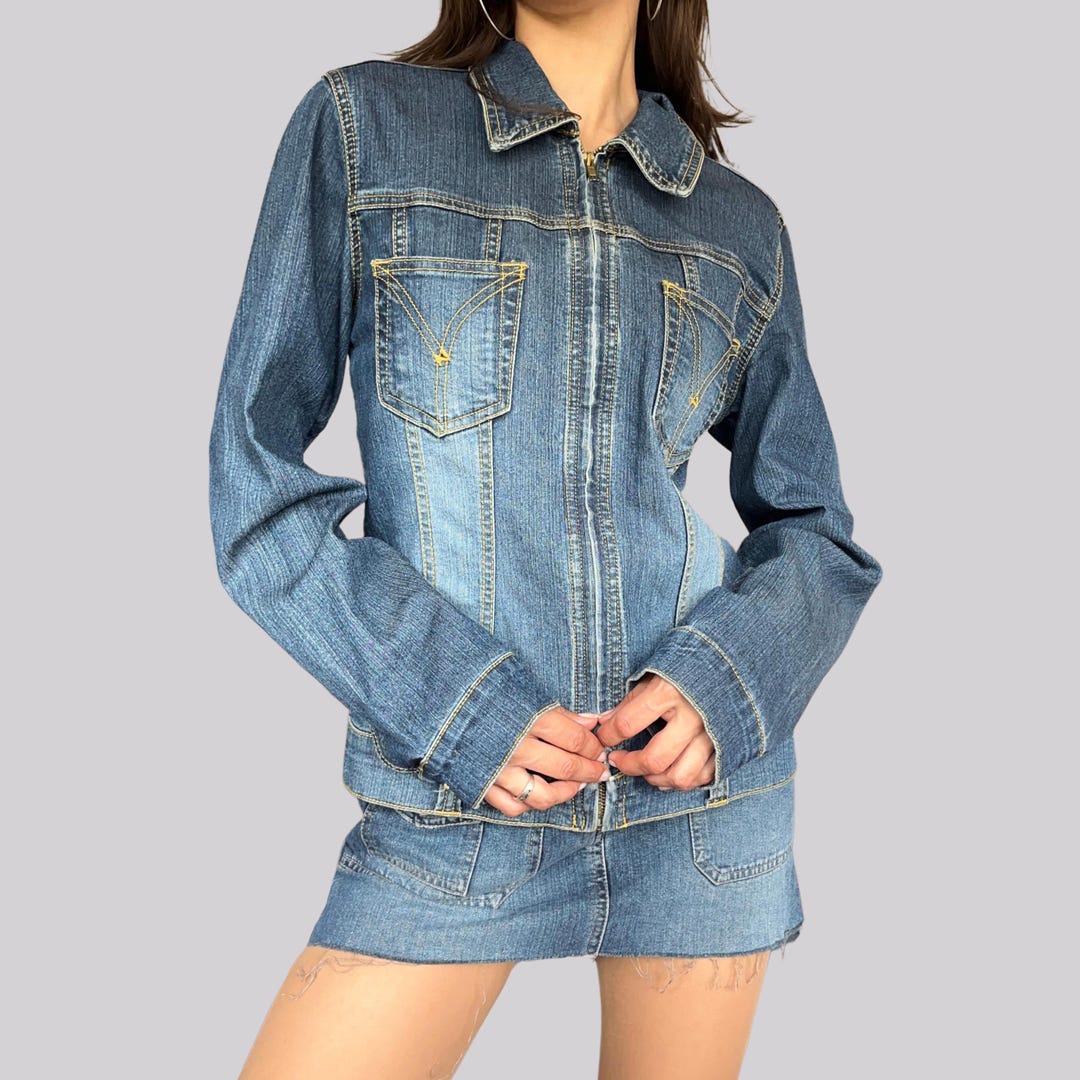Vintage Y2K Denim Jacket With Zip / Meter / Yokoo / Cotton / 2000s ...