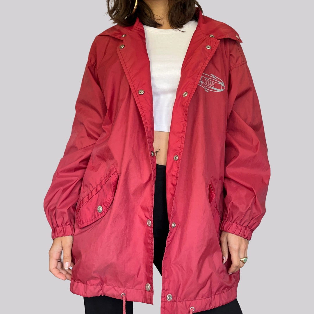 Vintage 90s/ Y2K Windbreaker / Lined / Cosmos / Red / Meter / With Hood ...