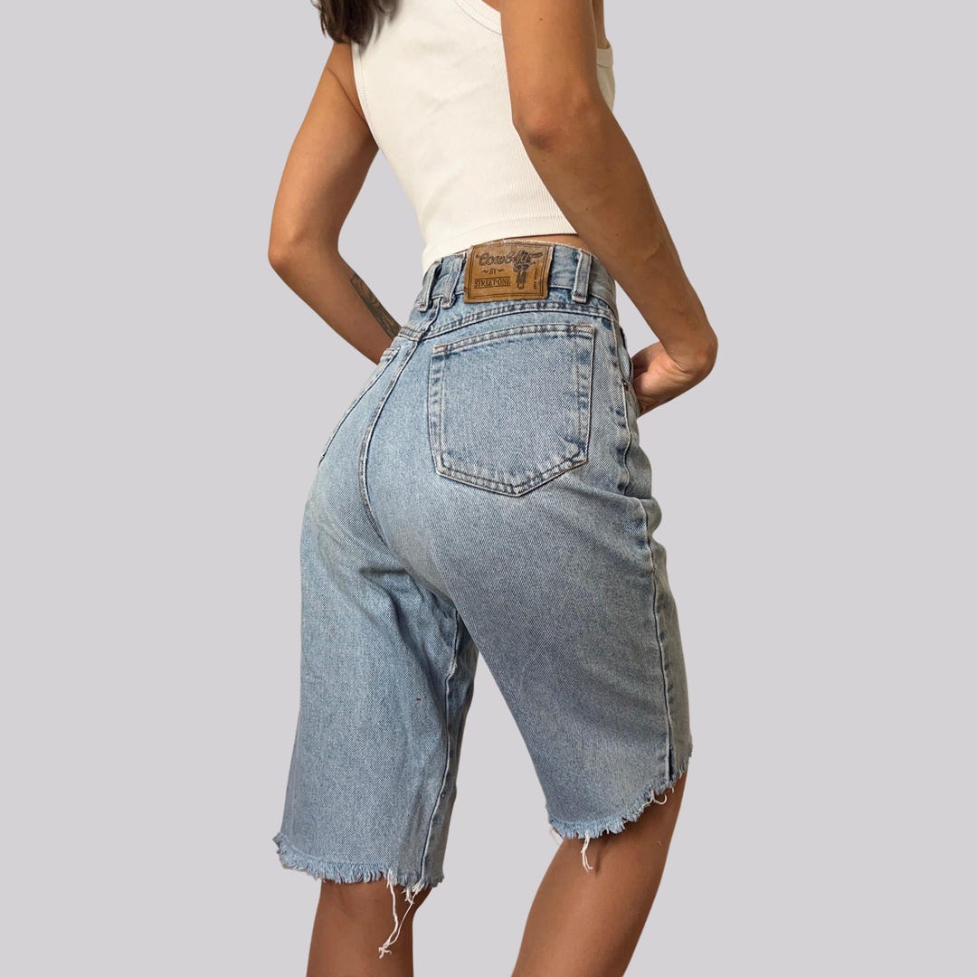 Vintage 90s Denim Jorts / Light Blue / Cotton / Size 25 / XS / Cowboy ...