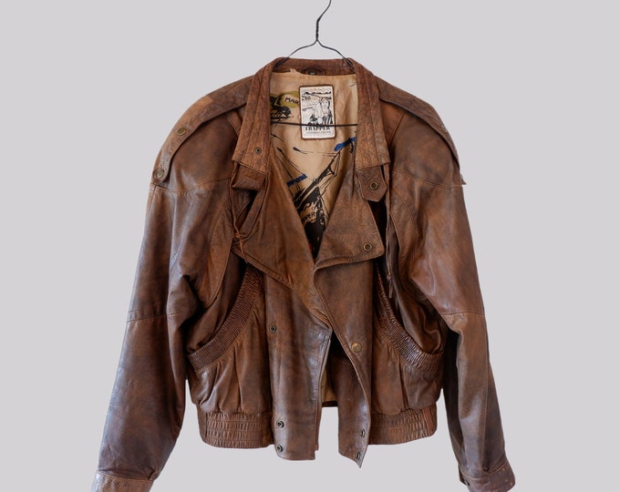 Vintage 80s Trapper Genuine Leather Jacket - Etsy