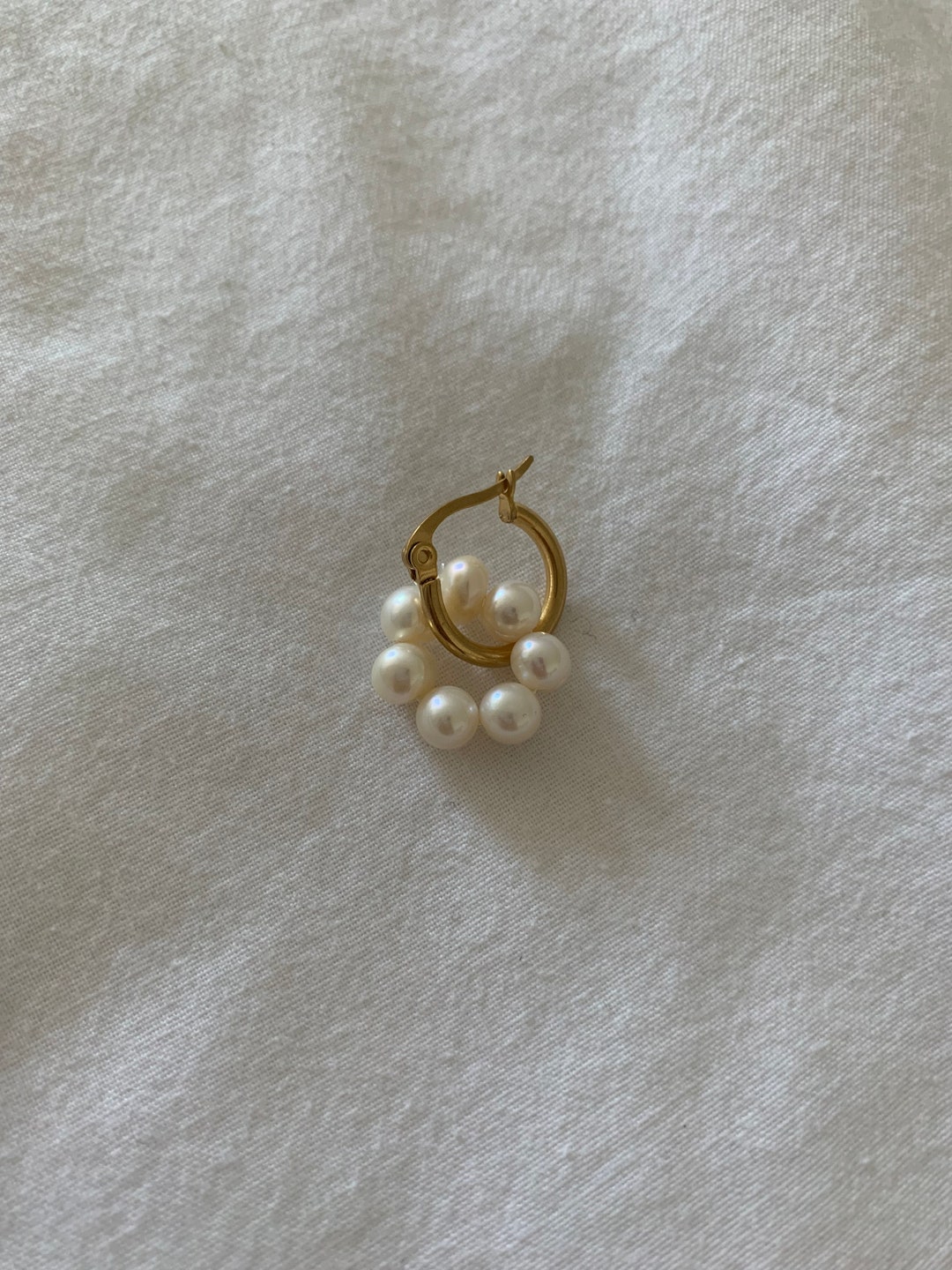 Smooth Golden Creole With a Circle of Freshwater Pearls - Etsy