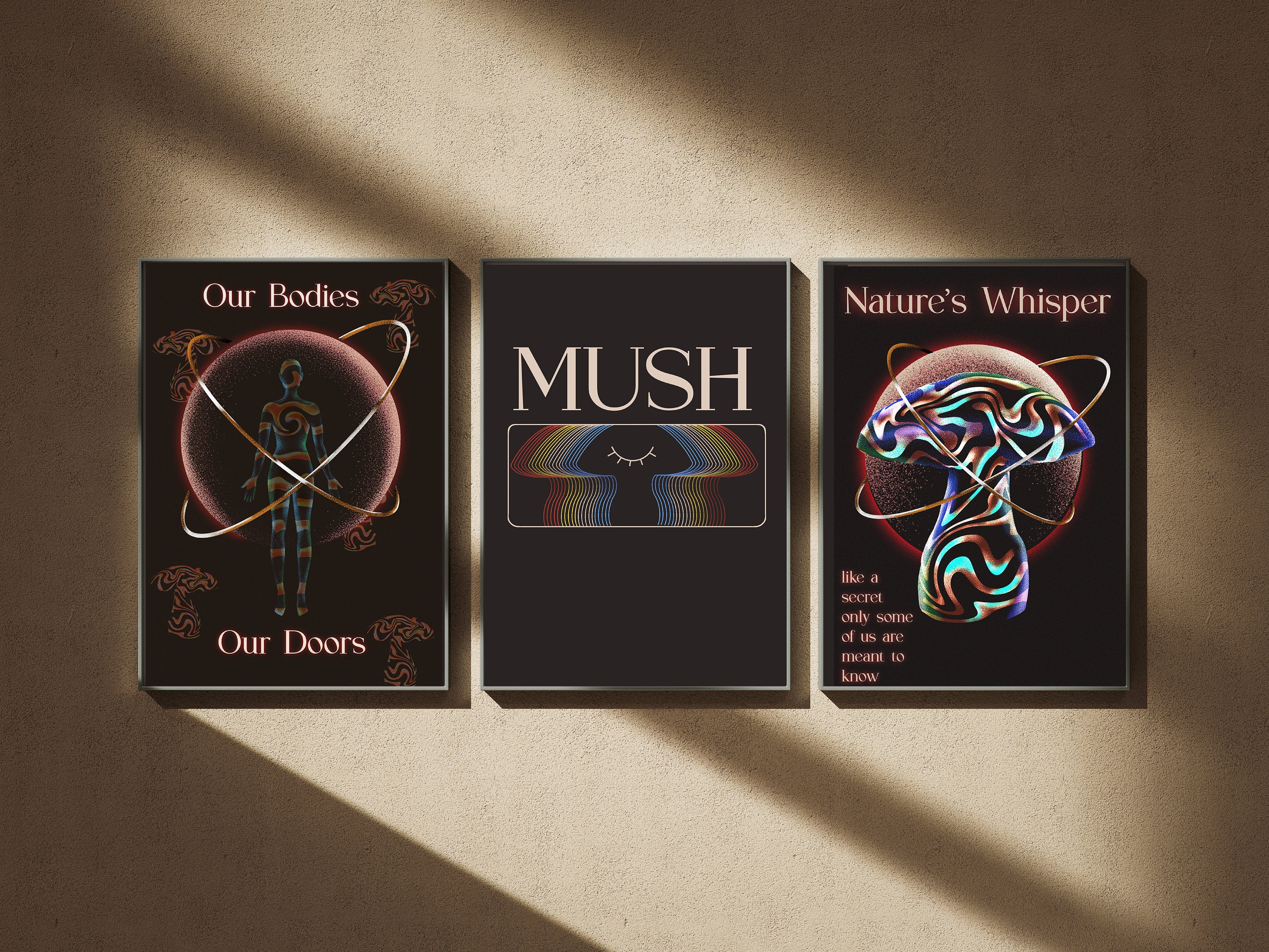 Retro-futuristic Digital Art Set - 3 Pieces - Etsy