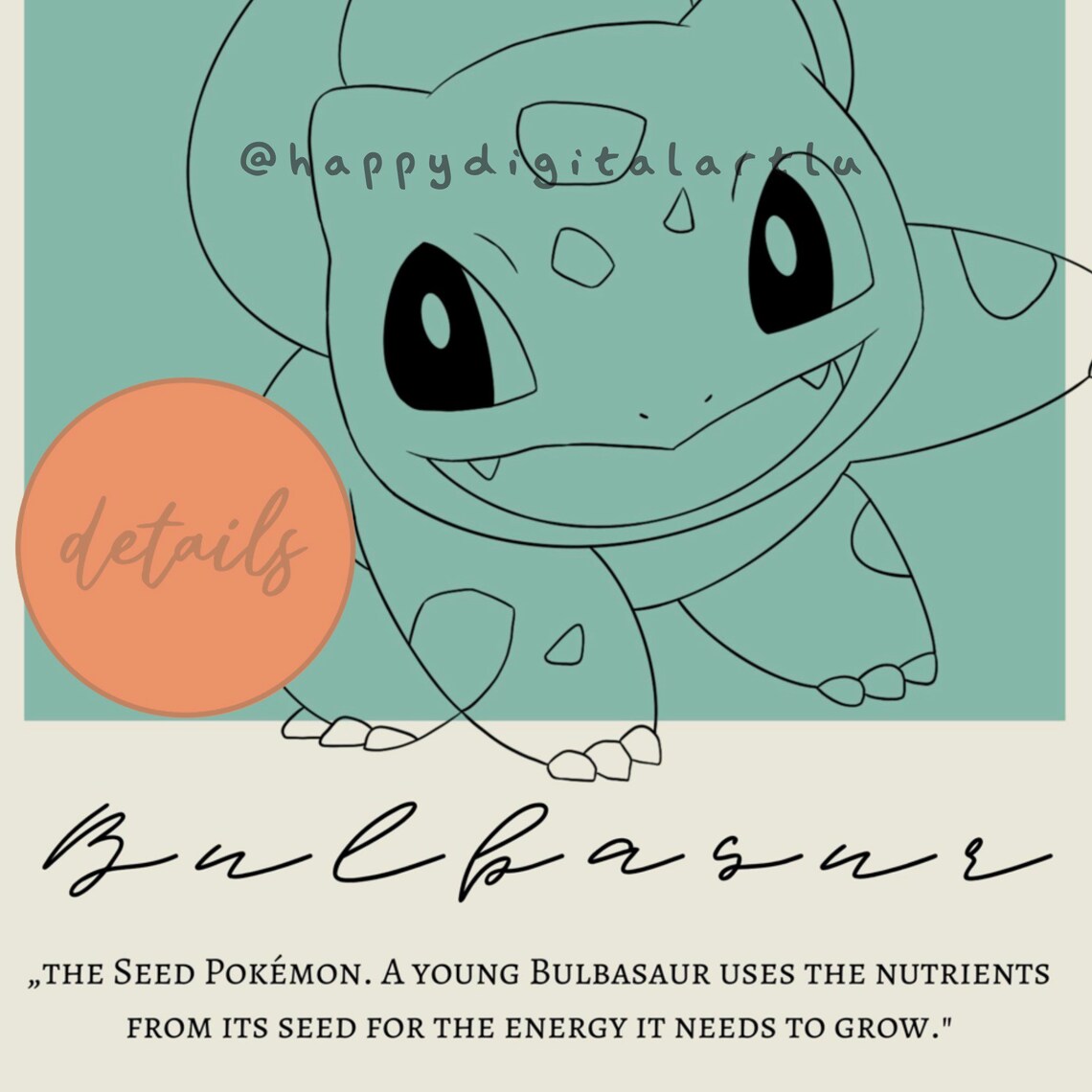 Bulbasur Poster Pokémon First Generation Wall Art, INSTANT DOWNLOAD ...