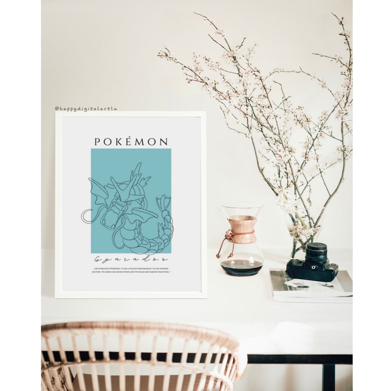 Gyarados Poster - Pokémon First Generation Wall Art, INSTANT DOWNLOAD ...