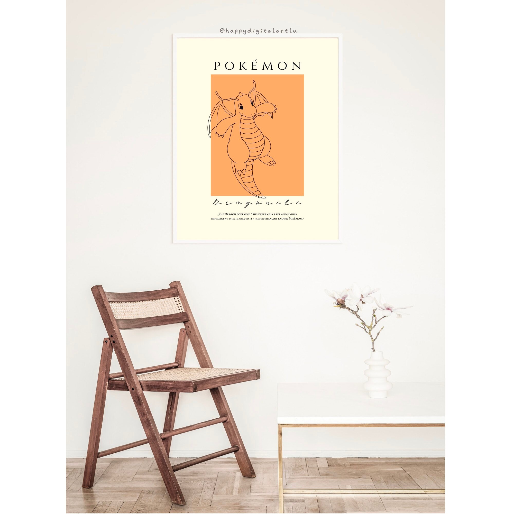 Dragonite Poster Pokémon First Generation Wall Art INSTANT - Etsy