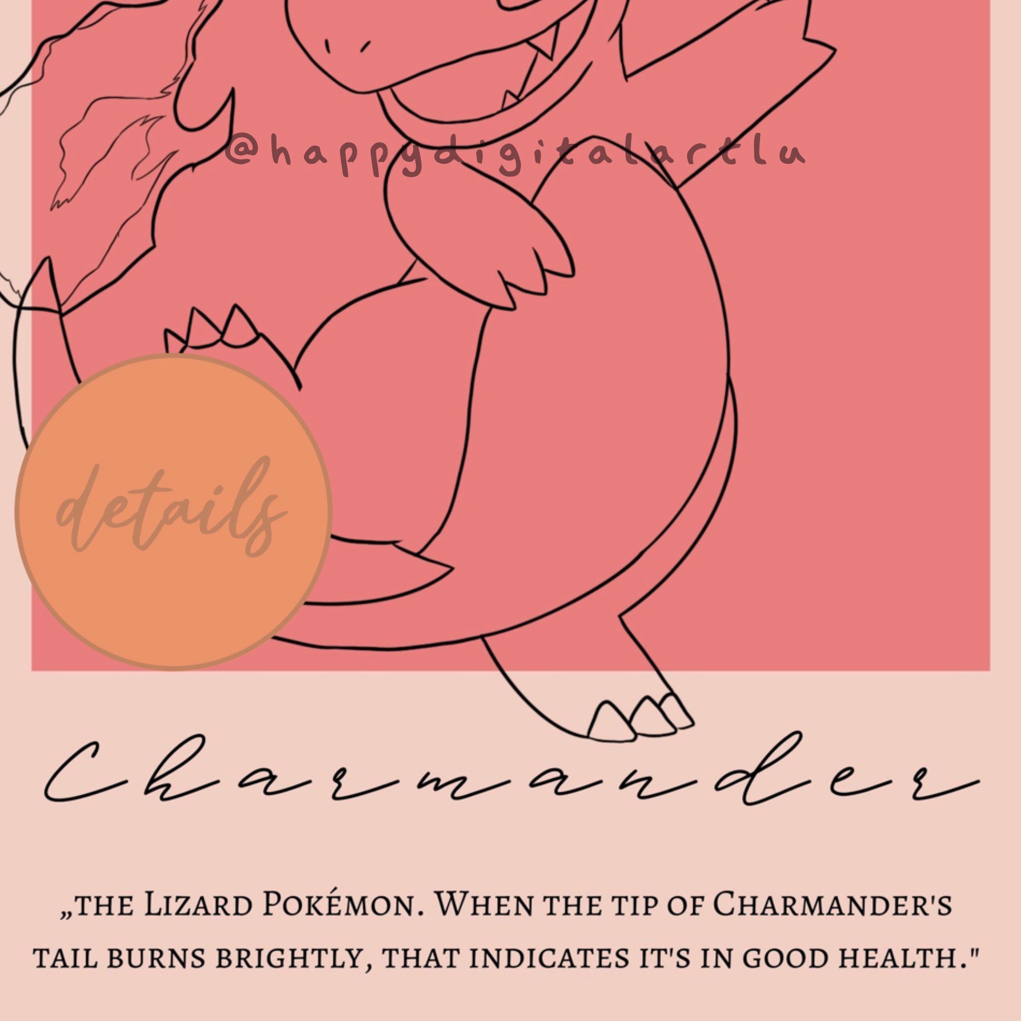 Charmander Poster - Pokémon First Generation Wall Art, INSTANT DOWNLOAD ...