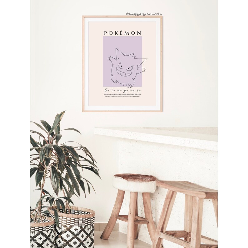 Gengar Poster - Pokémon First Generation Wall Art, INSTANT DOWNLOAD ...