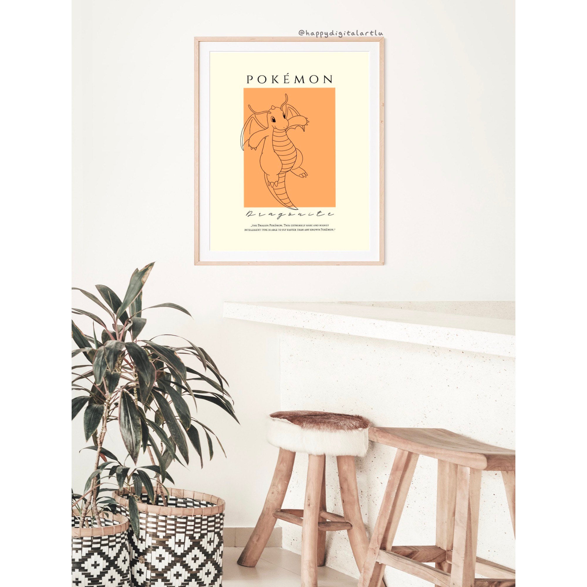 Dragonite Poster Pokémon First Generation Wall Art INSTANT - Etsy