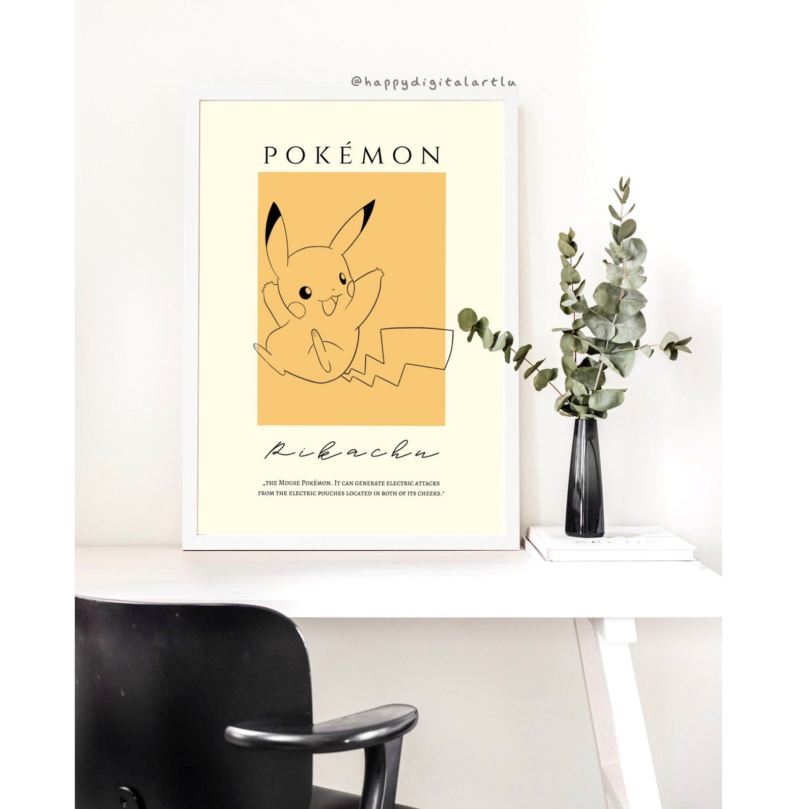 Pikachu Poster - Pokémon First Generation Wall Art, INSTANT DOWNLOAD ...