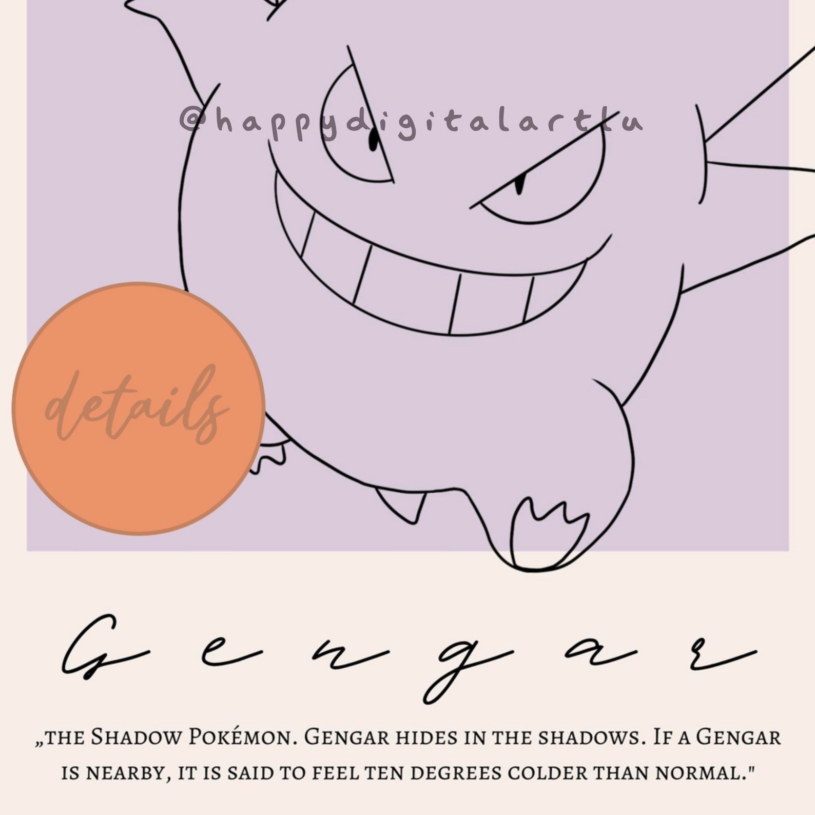 Gengar Poster - Pokémon First Generation Wall Art, INSTANT DOWNLOAD ...
