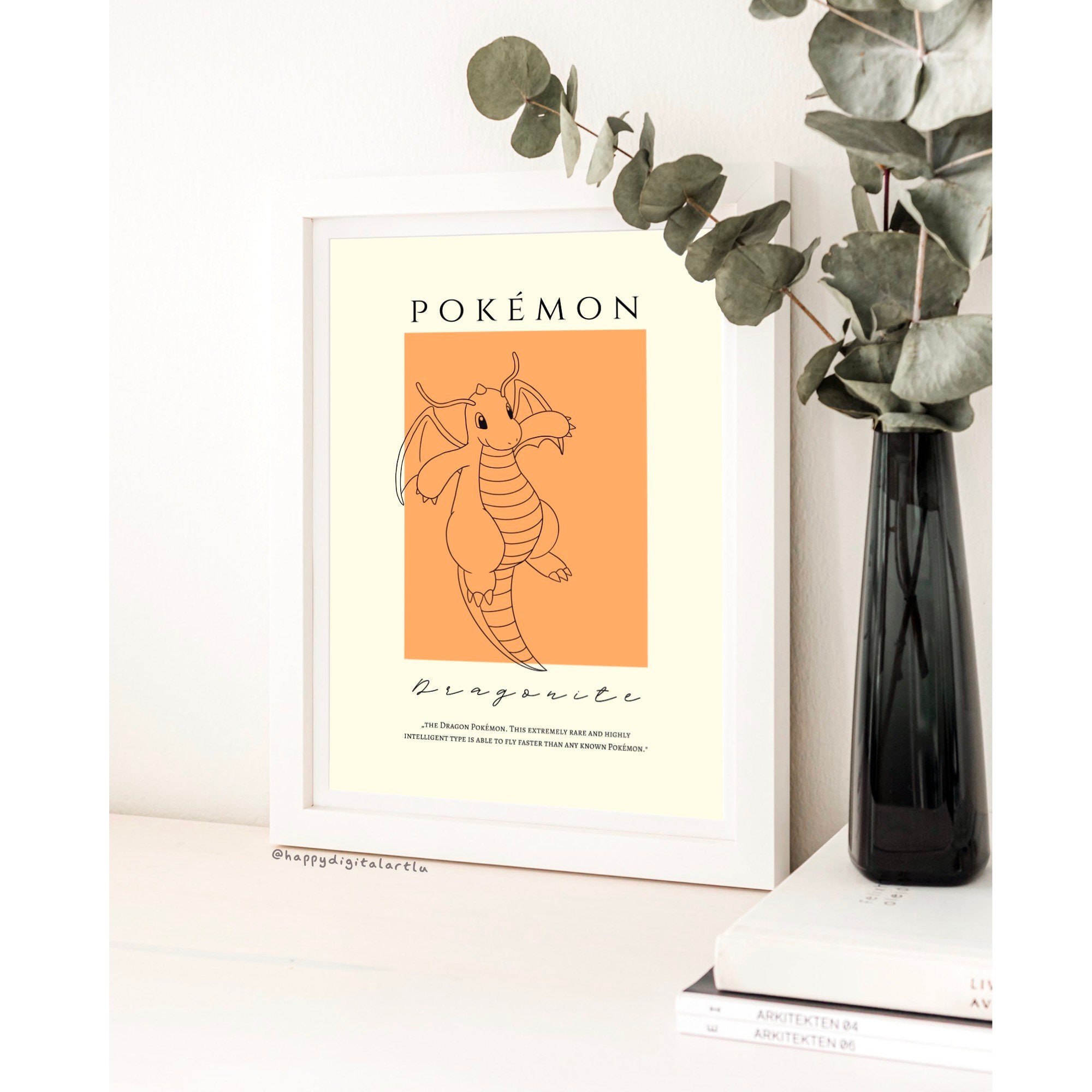 Dragonite Poster Pokémon First Generation Wall Art INSTANT - Etsy