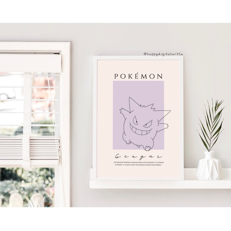 Gengar Poster - Pokémon First Generation Wall Art, INSTANT DOWNLOAD ...
