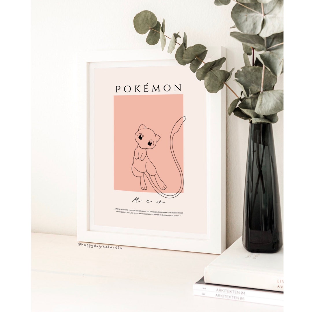 Mew Poster - Pokémon First Generation Wall Art, INSTANT DOWNLOAD ...