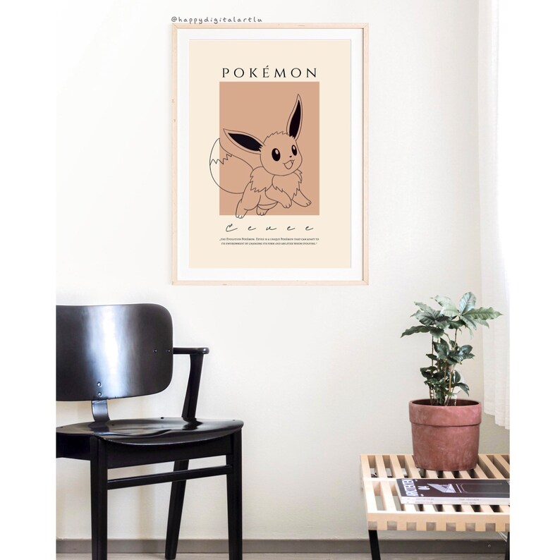 Eevee Poster Pokémon First Generation Wall Art, INSTANT DOWNLOAD ...