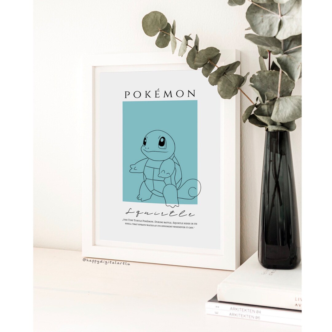 Squirtle Poster - Pokémon First Generation Wall Art, INSTANT DOWNLOAD ...