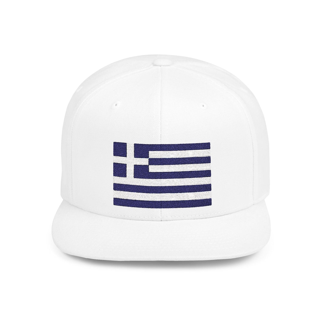 Greece Flag Snapback, Greek Pride Flat Bill Hat, Embroidered Greece ...
