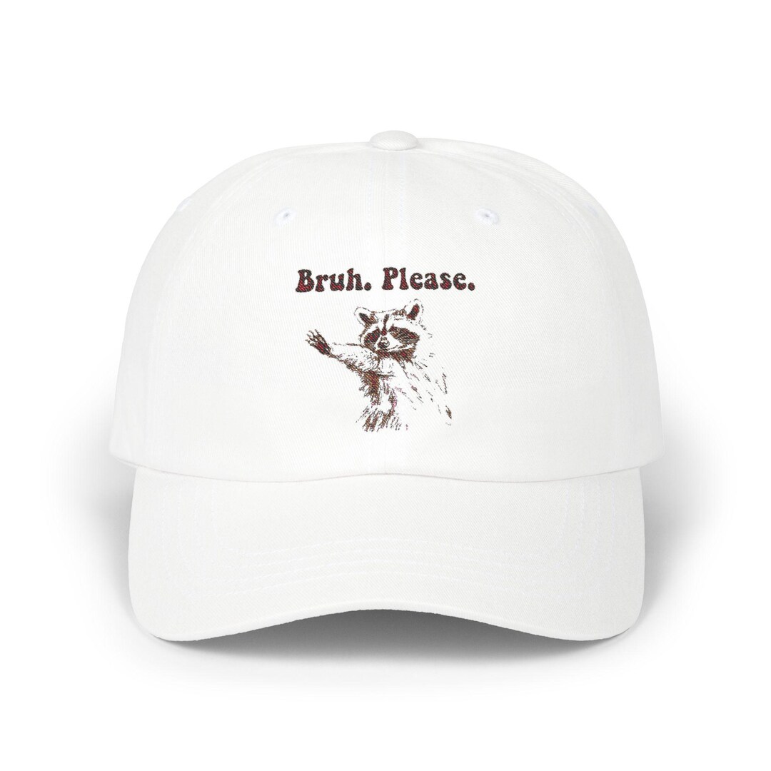 Bruh Please Meme Cap | Funny Raccoon Graphic Hat | Great Gift for Meme ...