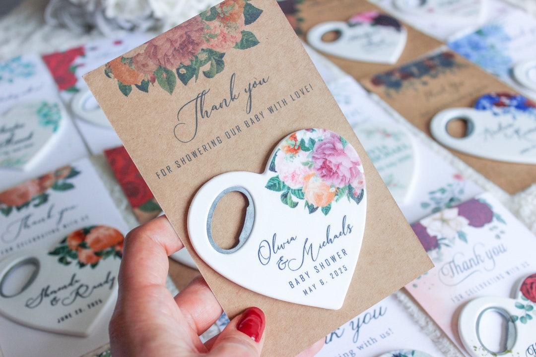 Personalized Wedding Magnet Bottle Opener: Floral Favor - Etsy