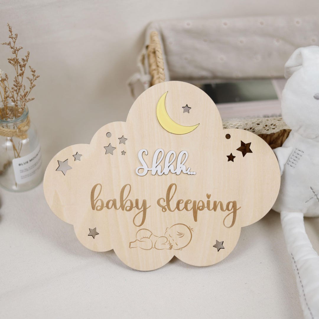 Shhh Baby Sleeping Sign, Newborn Hanging Door Sign, New Baby Gift, Baby ...