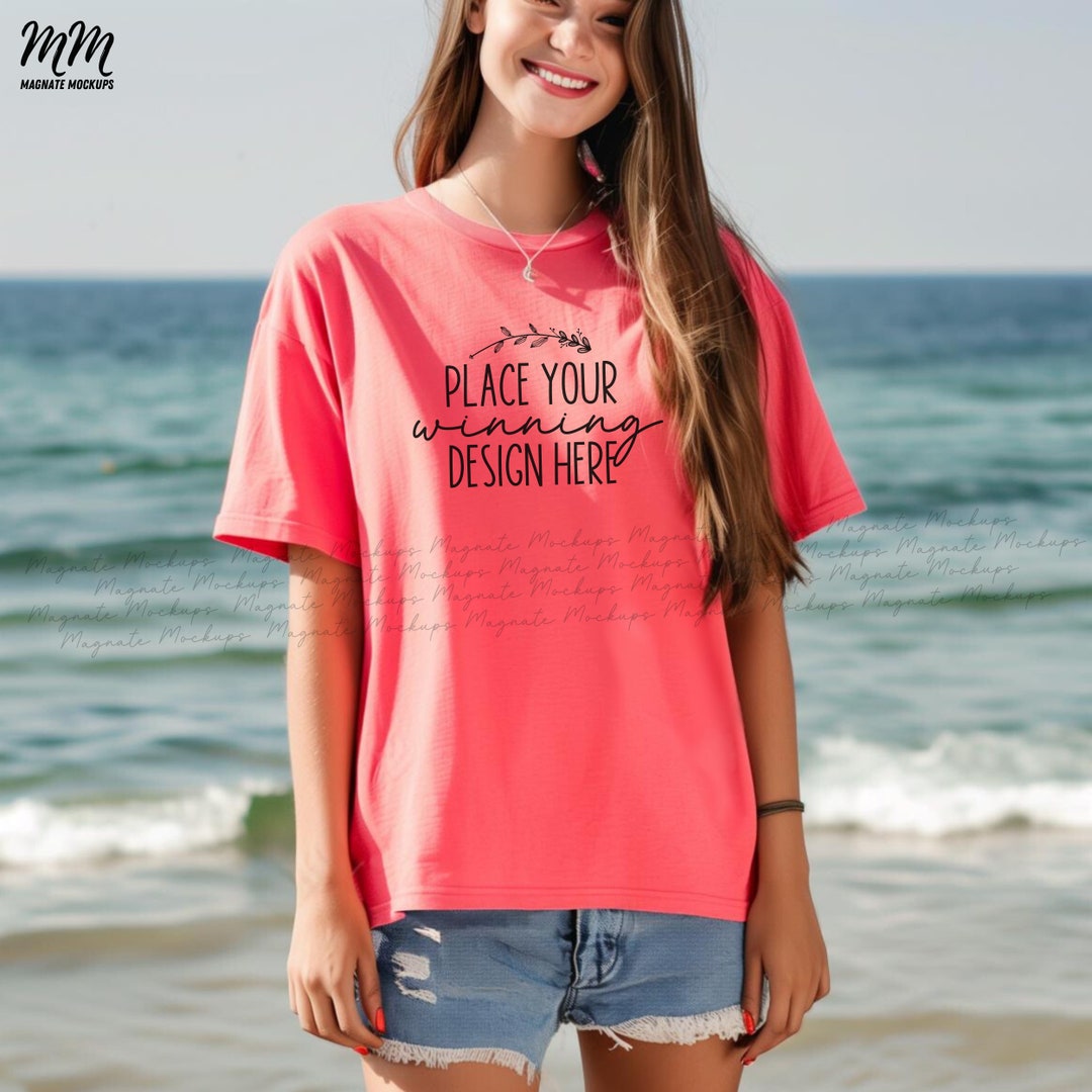 Watermelon Comfort Colors 1717 Mockup Women's T-shirt C1717 Pink Shirt ...
