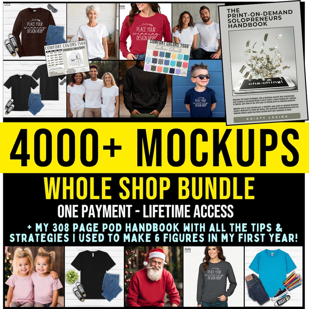 4000+ Mockup Mega Bundle: Full Shop Access + 308 Page POD Solopreneurs ...