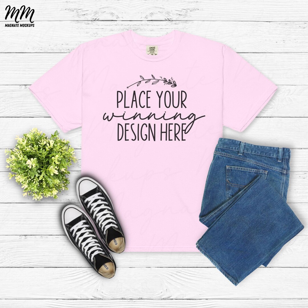 Blossom Comfort Colors 1717 Shirt Mockup: Flat Lay (jpg Download) - Etsy