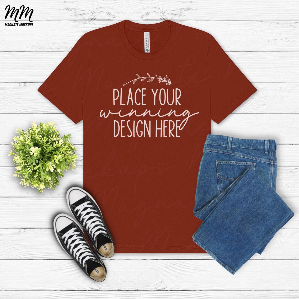 Rust Bella Canvas 3001 T-shirt Mockup: Flat Lay (jpg Download) - Etsy
