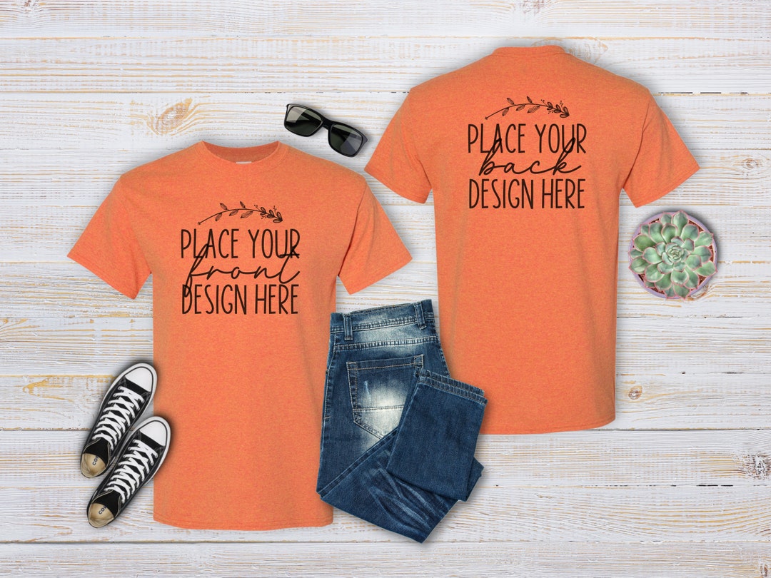Sunset Front & Back Mockup Gildan 5000 Unisex T-shirt Gildan - Etsy