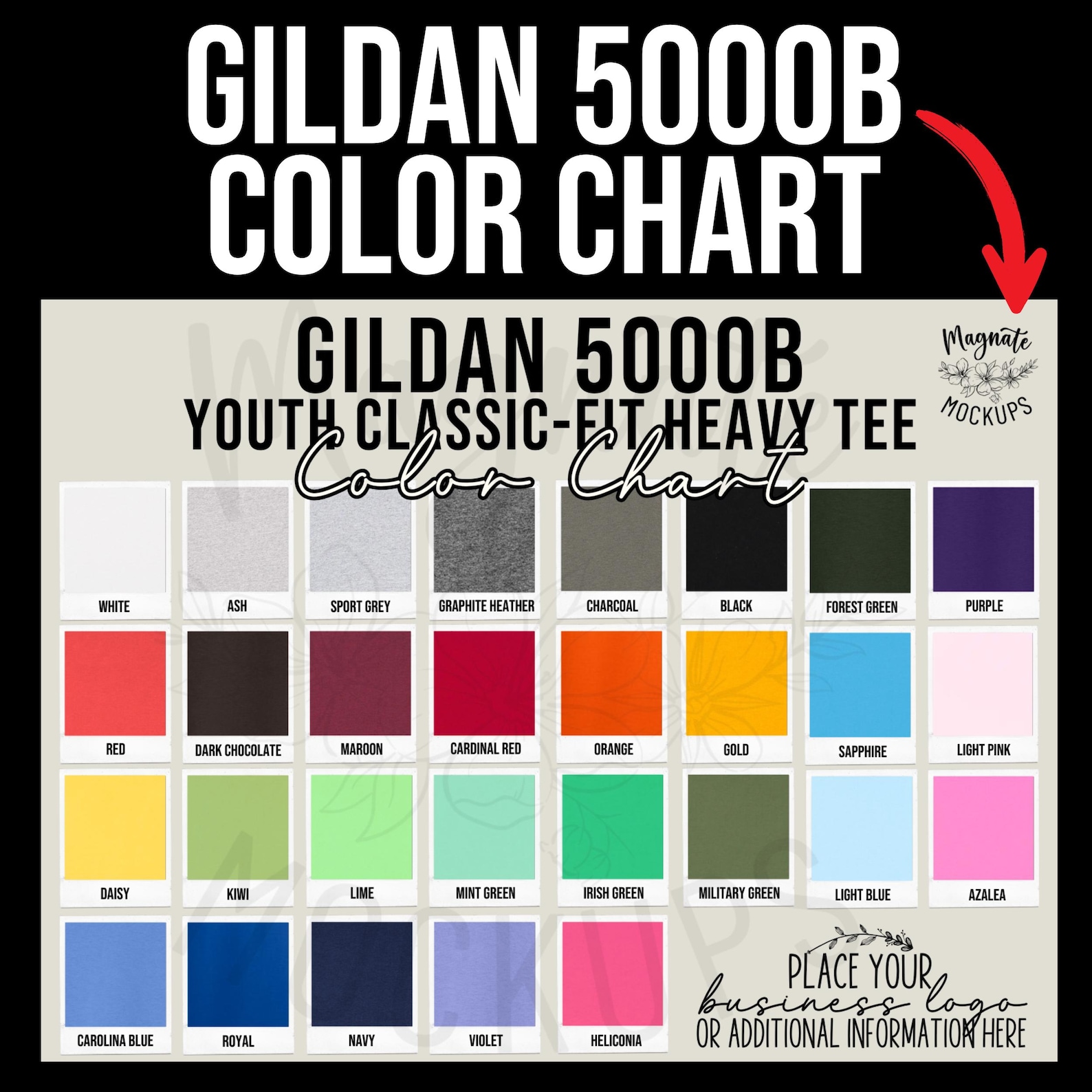 Gildan 5000b Color Chart Kids Heavy Cotton Tee Measurements 5000B Color ...