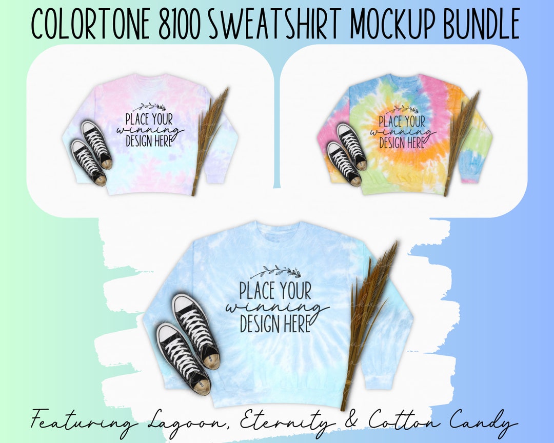 Colortone 8100 Sweatshirt Mockup Bundle Eternity Lagoon Cotton Candy ...