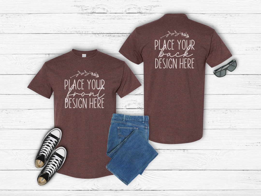 Russet Gildan 5000 T-shirt Mockup: Front & Back (AI Download) - Etsy