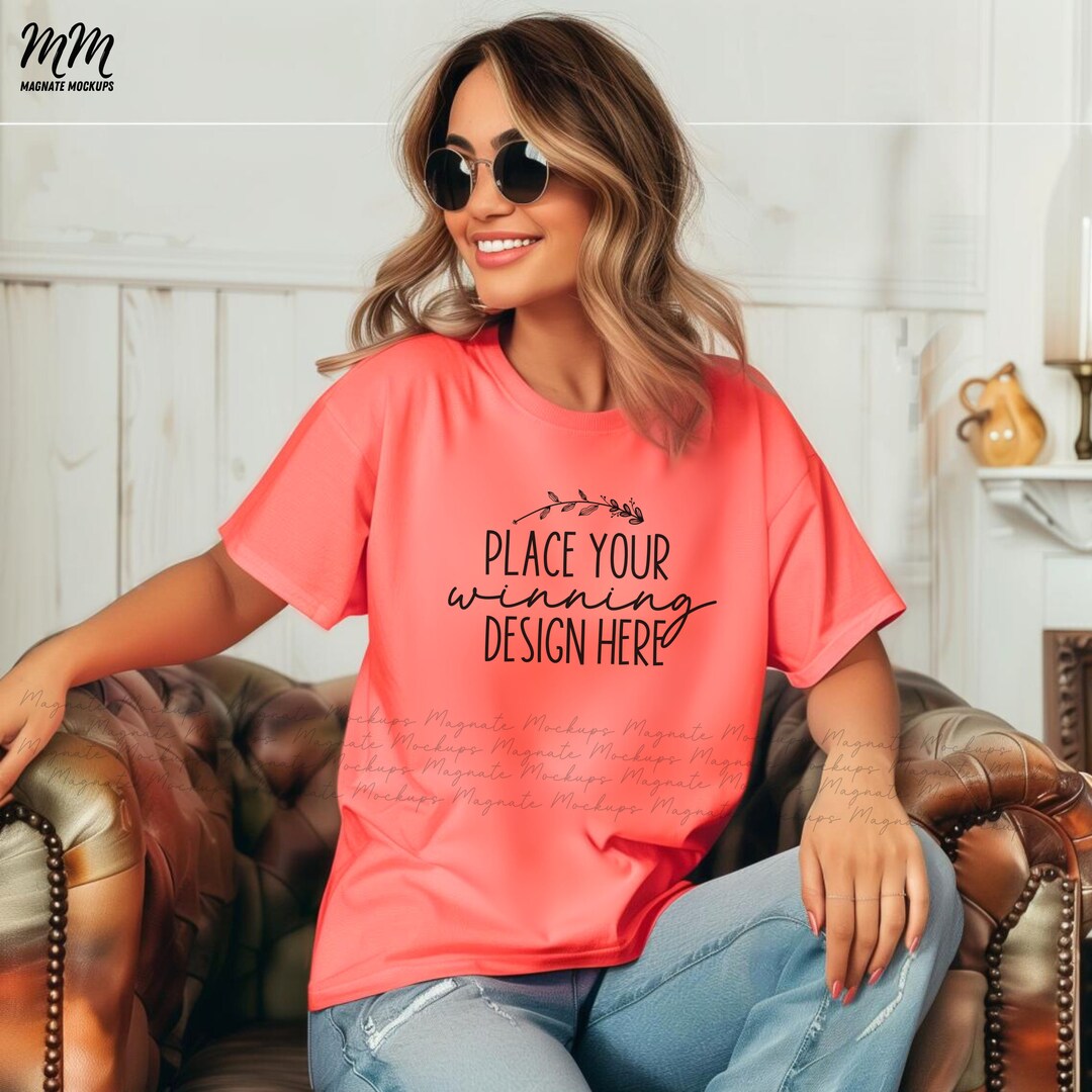 Watermelon Comfort Colors 1717 Mockup Women's T-shirt C1717 Pink Shirt ...