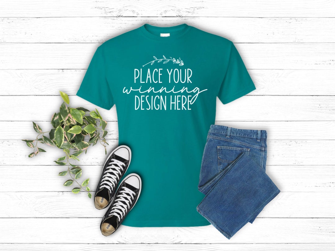 Jade Dome Gildan 8000 T-shirt Mockup Unisex Gildan 8000 Mock up Flat ...