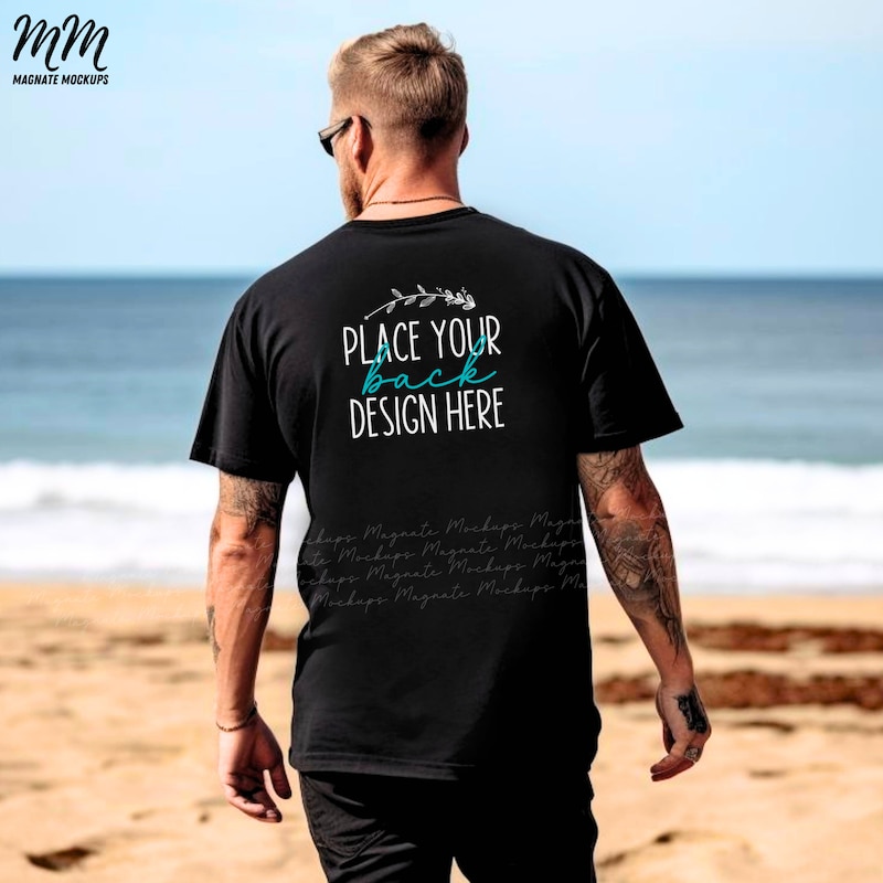 Black Male Model Back of Black Shirt - Etsy