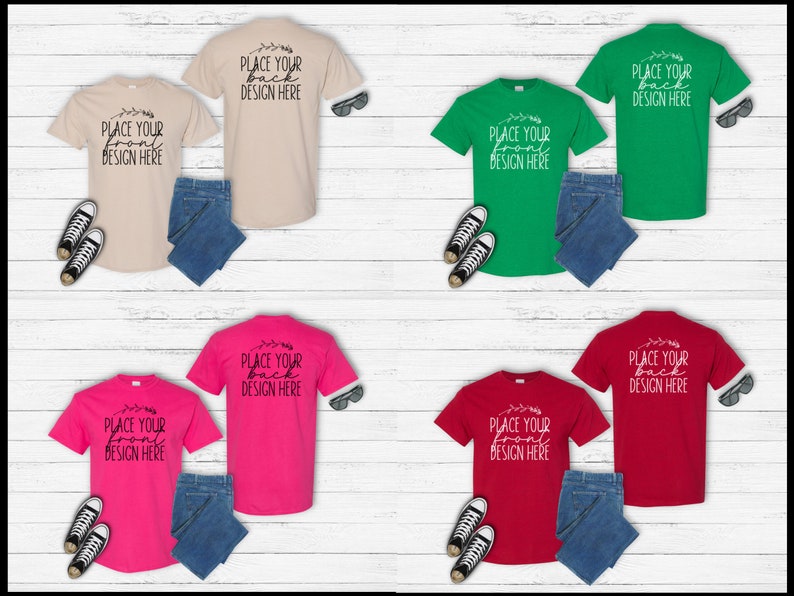 Gildan 5000 Mockup Bundle: 68 Colors, Front & Back (AI Download, Unisex ...