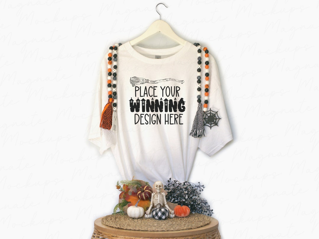 White Gildan 5000 Shirt Mock up Halloween Blank T-shirt Halloween Mock ...