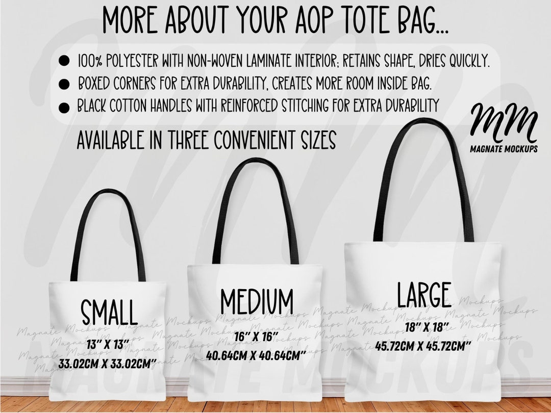 AOP Tote Bag Size Chart Mockup: Printify Tote Mockups (AI Download) - Etsy