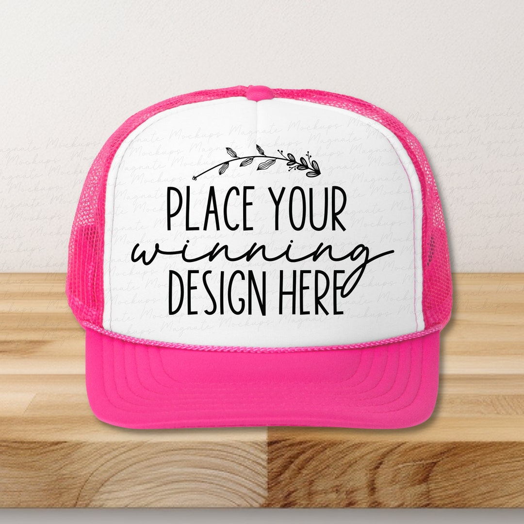 Pink Trucker Hat Mockup Baseball Cap Mockups Mesh Hats Mock Ups ...