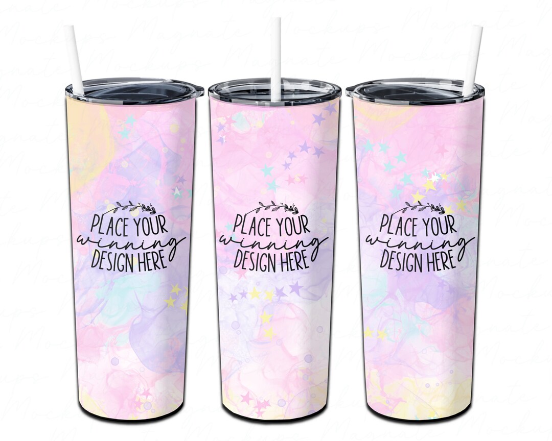 20oz Skinny Tumbler With Straw Mockup Printify 20 Ounce Steel Tumbler ...