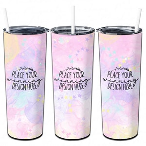 20oz Skinny Tumbler With Straw Mockup Printify 20 Ounce Steel Tumbler ...
