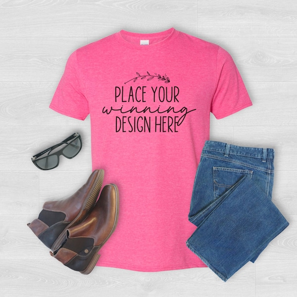 Gildan Softstyle Heather Heliconia Mockup - Etsy