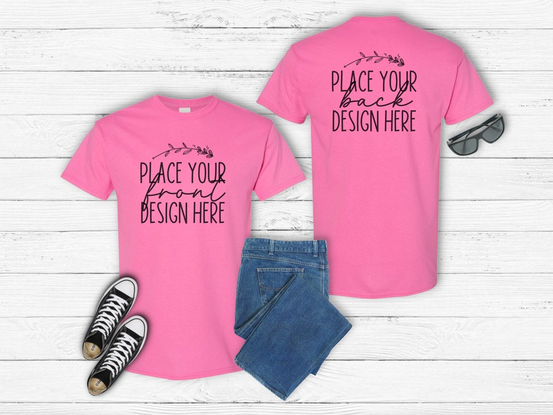 Azalea Gildan 5000 Mockup: Pink Unisex T-shirt, Front & Back (AI ...