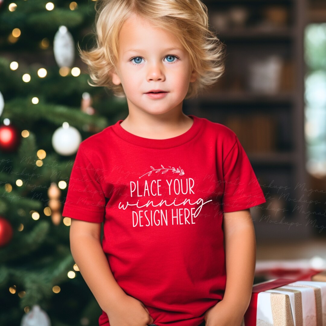 Boy Toddler Red Shirt Mockup Boy Bella Canvas 3001T Tee Boys Red Tshirt ...