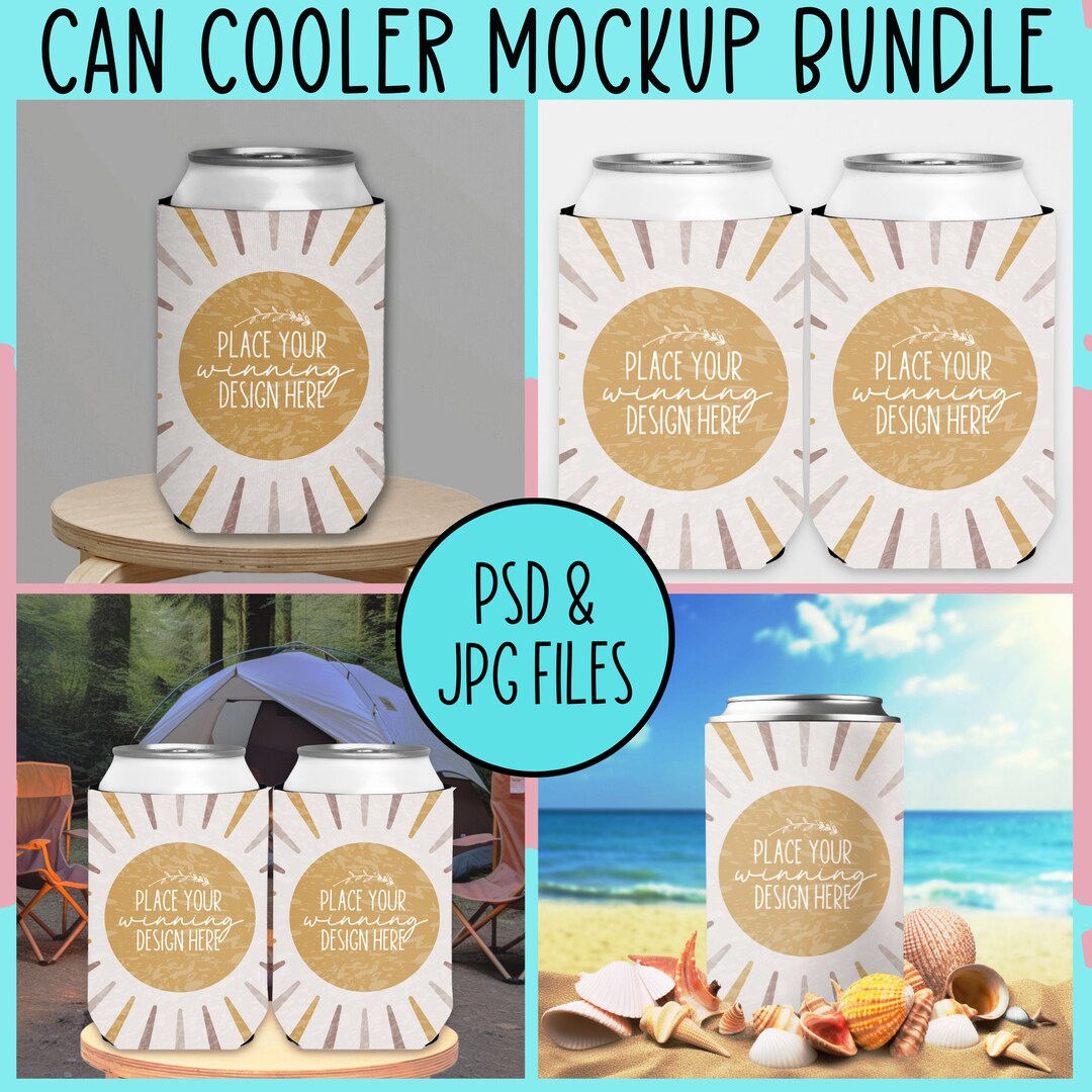 Can Cooler Mockup Bundle PSD Stubby Cooler Mockup Bundles Mockups Blank ...