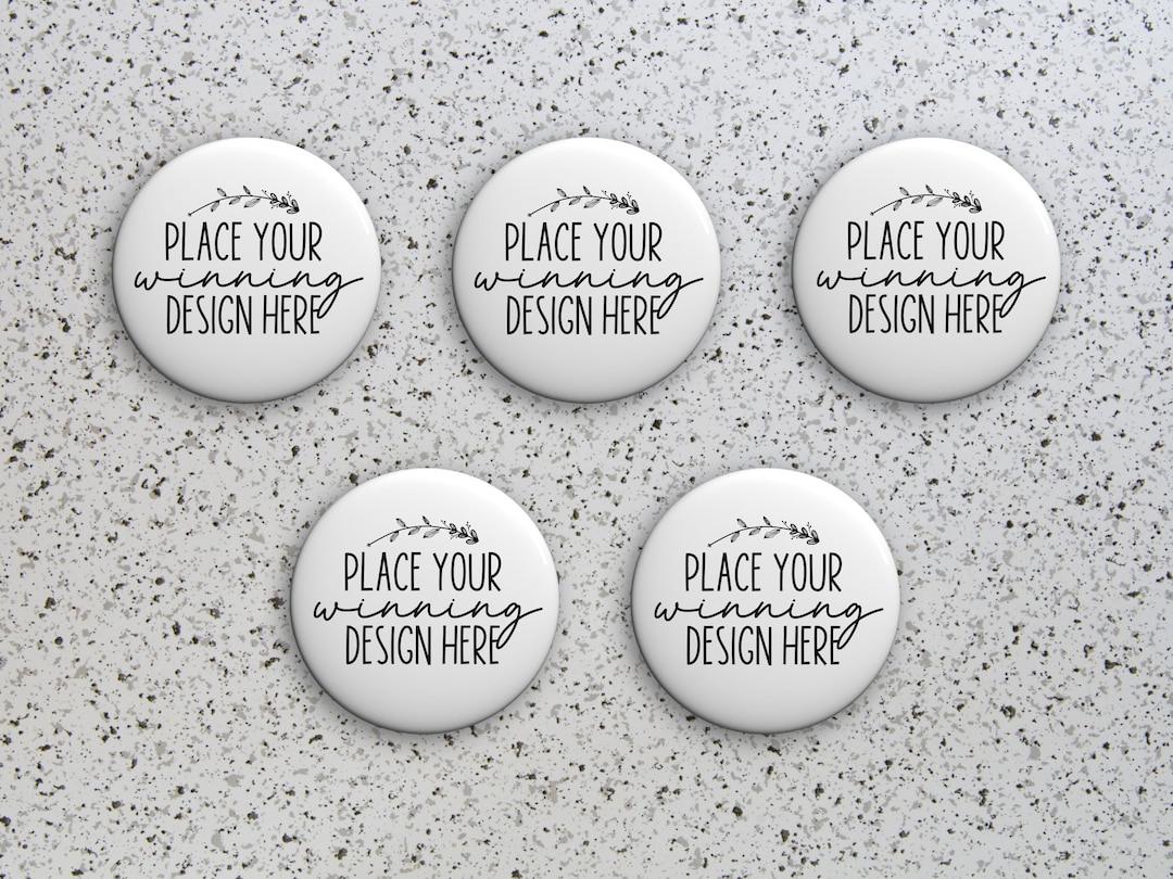 5 Pin Button Mockup: Minimalist Metal Buttons (JPG Download) - Etsy
