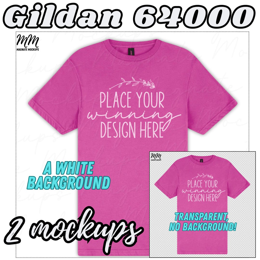 Gildan 64000 Heather Berry Shirt Mockup: Unisex Tee Flat Lay (JPG ...