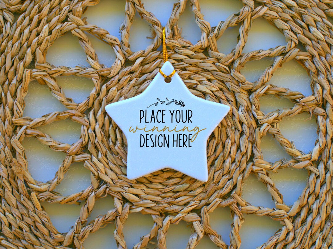 Ceramic Star Ornament Mockup: Printify Christmas Decoration (digital ...
