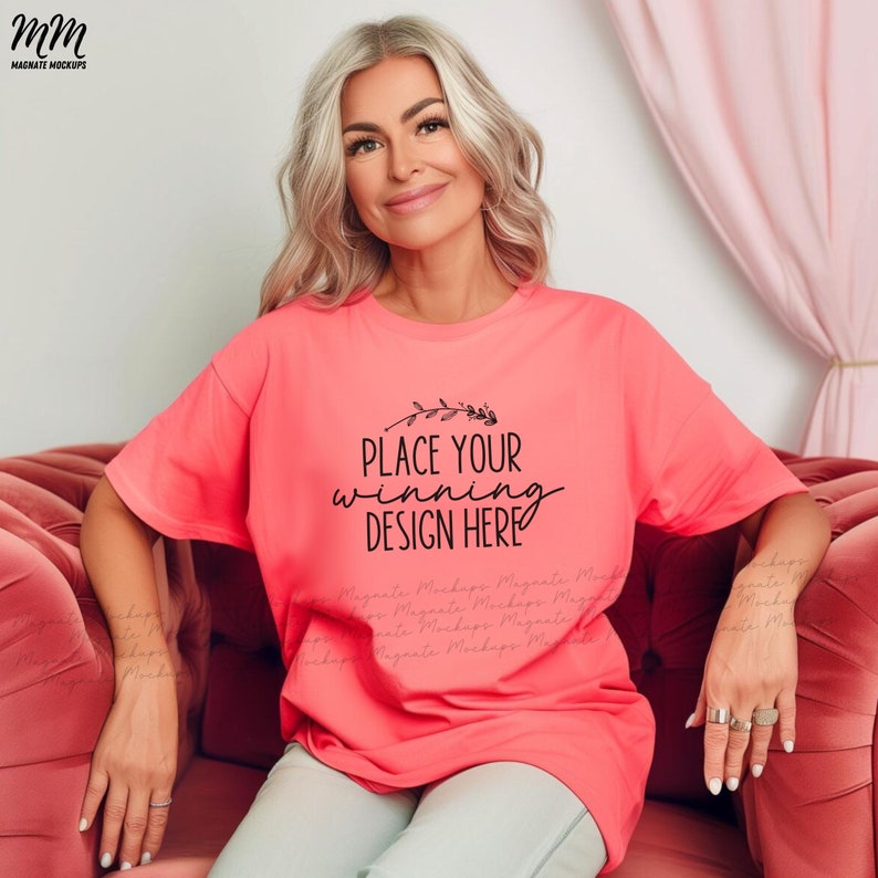 Comfort Colors 1717 T-shirt Mockup: Watermelon Pink (AI Download) - Etsy