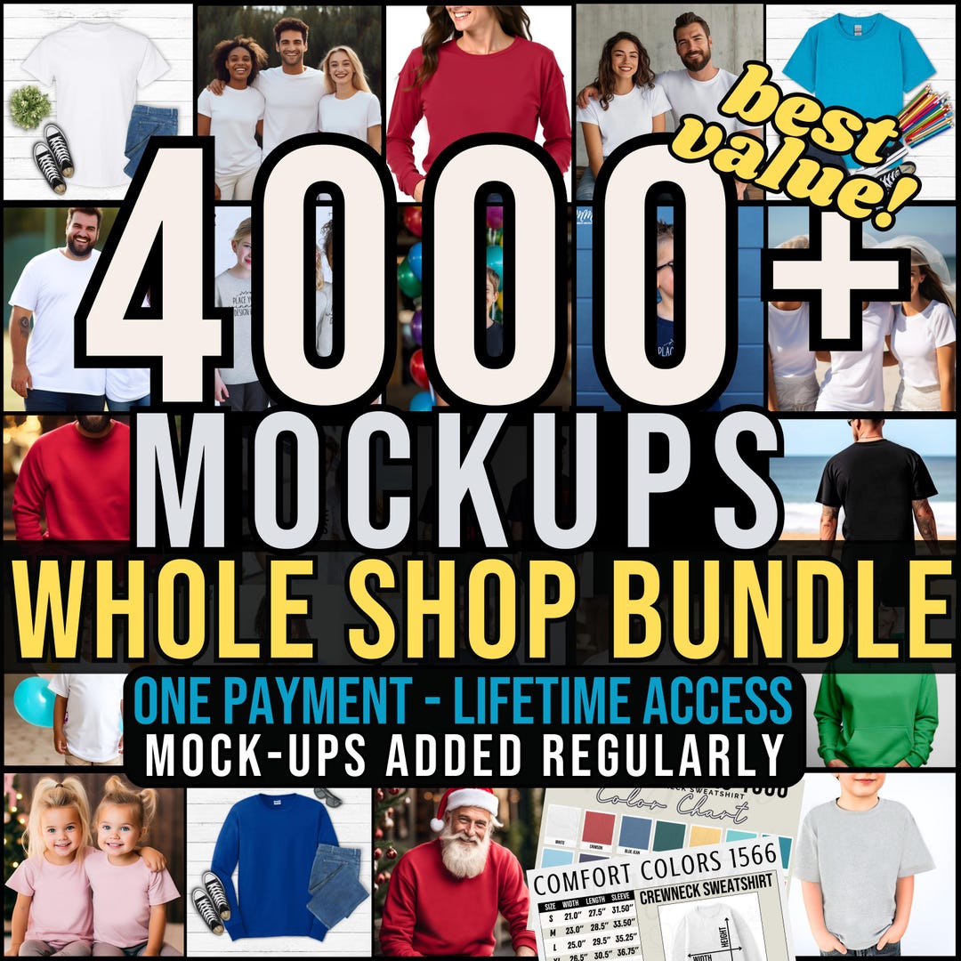4000+ Mockup MEGA Bundle: AI Model & Flat Lay Gildan Bella Canvas ...